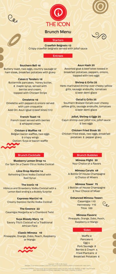The Icon Restaurant Menu – The Icon Restaurant