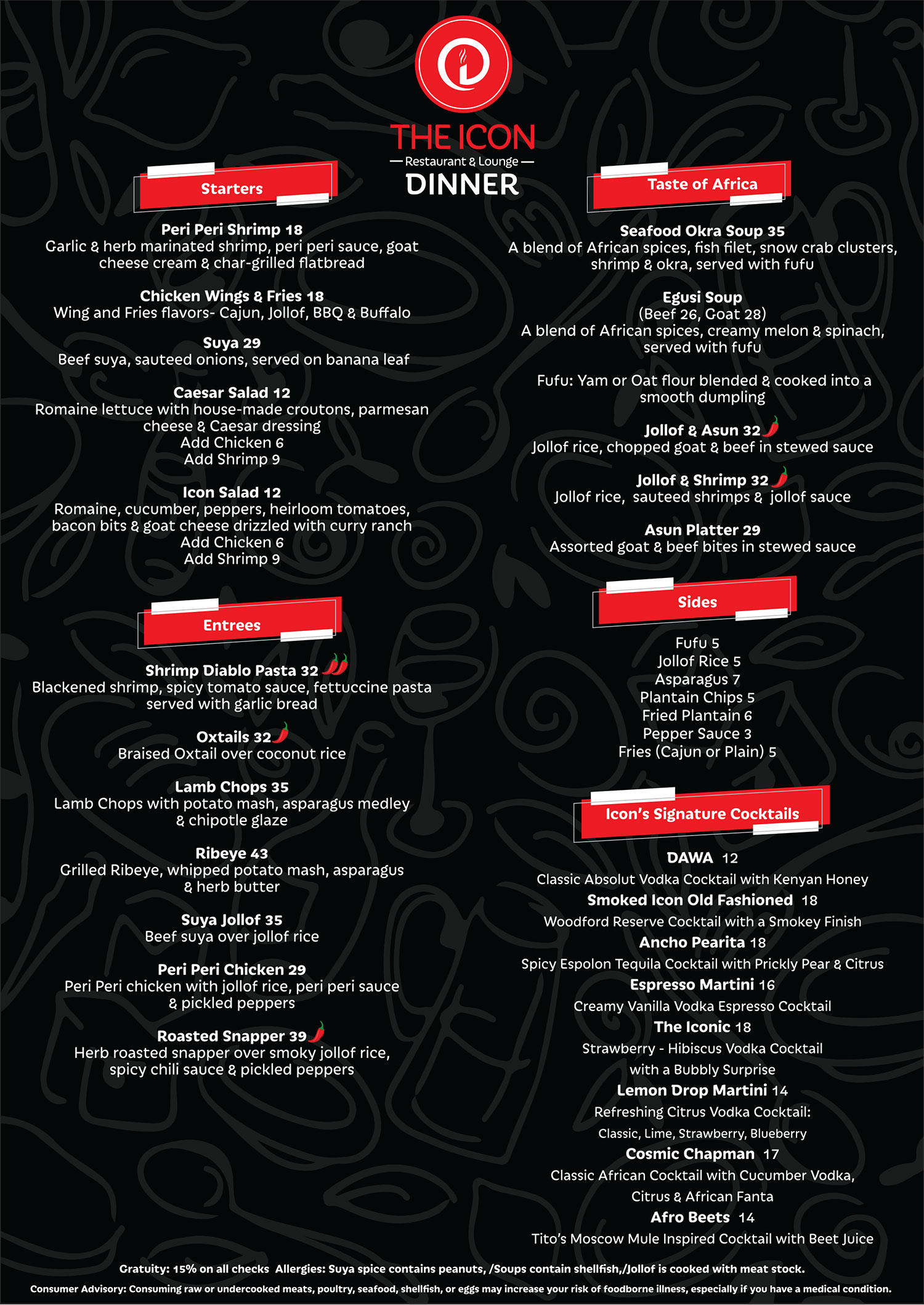 The Icon Restaurant Menu – The Icon Restaurant