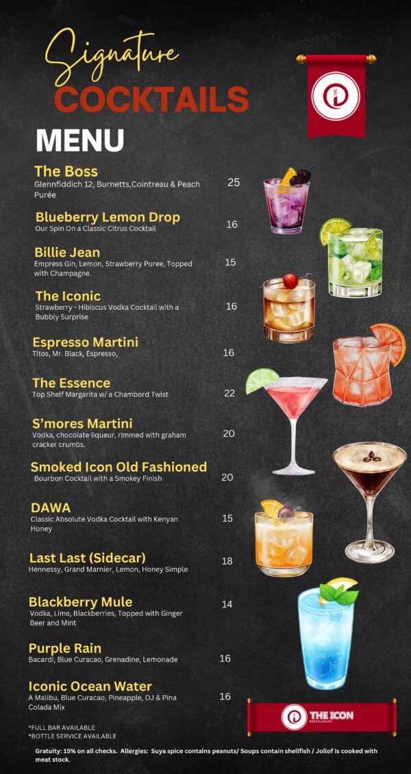 The Icon Restaurant Menu – The Icon Restaurant